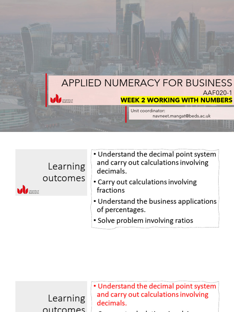 AAF020-1 Week 2 LECTURE | PDF | Percentage | Division (Mathematics)
