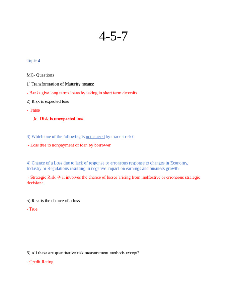 Banking Risk Management MCQs Guide | PDF | Letter Of Credit | Bonds ...