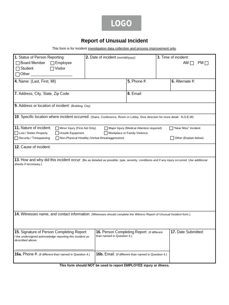 Workplace Violance Report Form | PDF | Injustice | Aggression