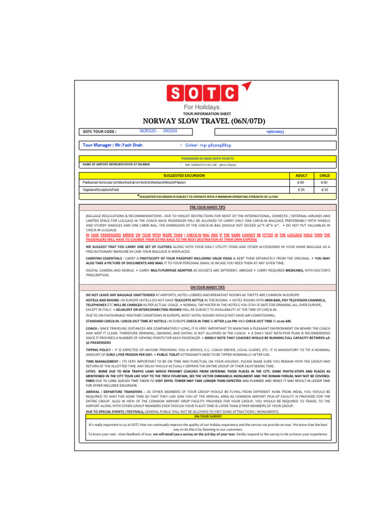 BRIEFING SHEET - NORWAY SLOW TRAVEL - NOR320-021019 - Amended | PDF ...
