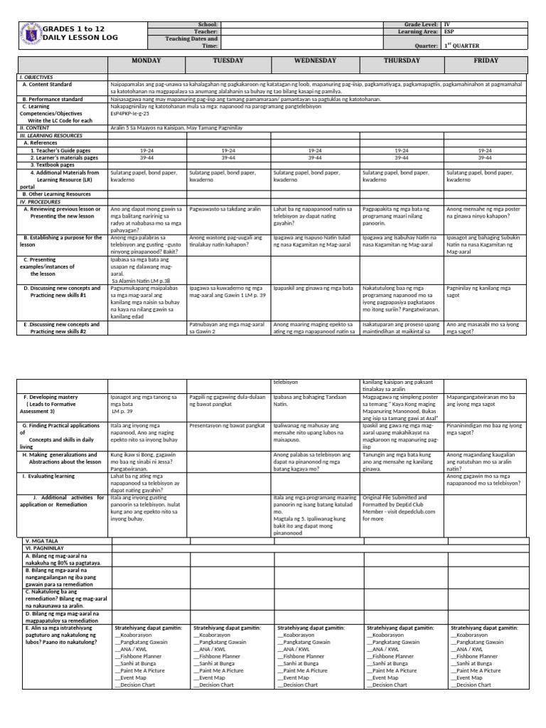 DLL_ESP 4_Q1_W5 | PDF
