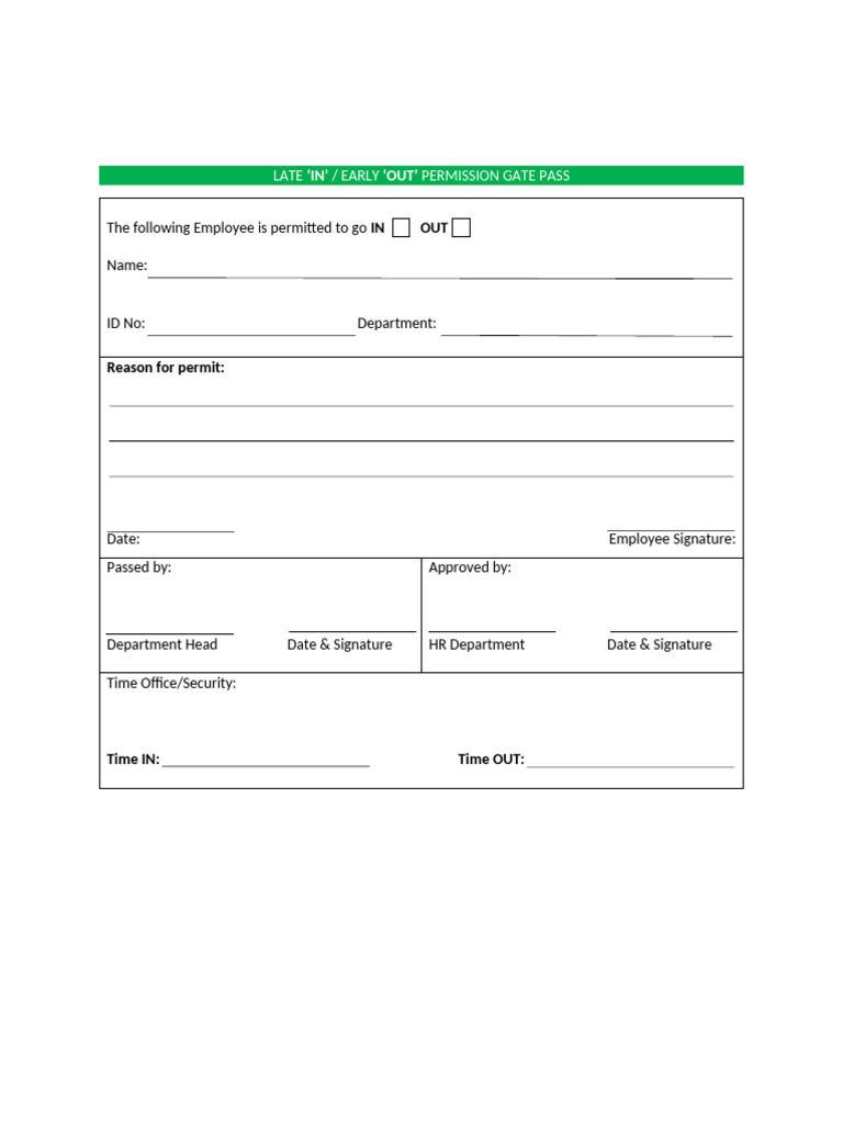 Gate Pass | PDF