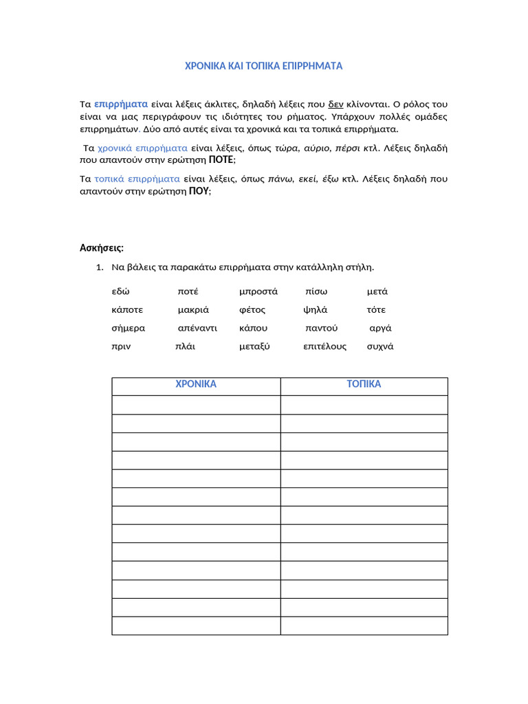 ΧΡΟΝΙΚΑ ΚΑΙ ΤΟΠΙΚΑ ΕΠΙΡΡΗΜΑΤΑ | PDF