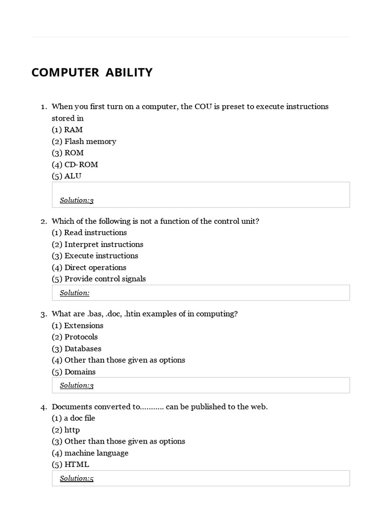 ECGC PO Cpmputer Quantitative & Reasoning Previous Year Question | PDF | Computer Data Storage ...