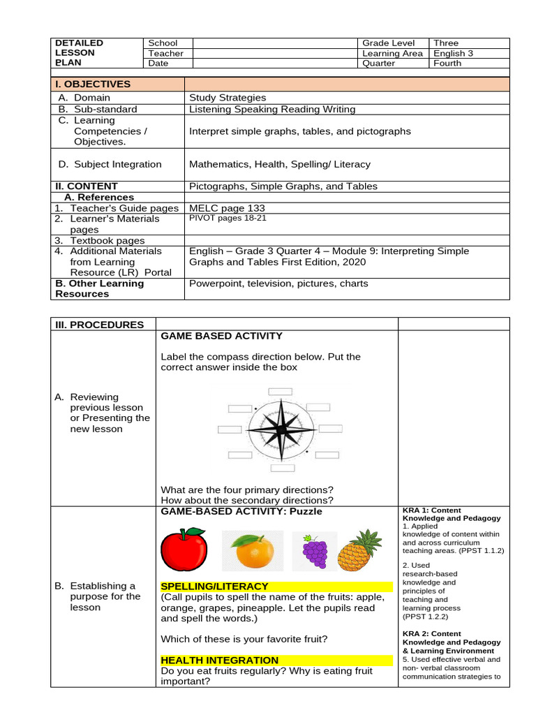 Cot English 3 Week 4 Pictograph | PDF | Learning | Pedagogy