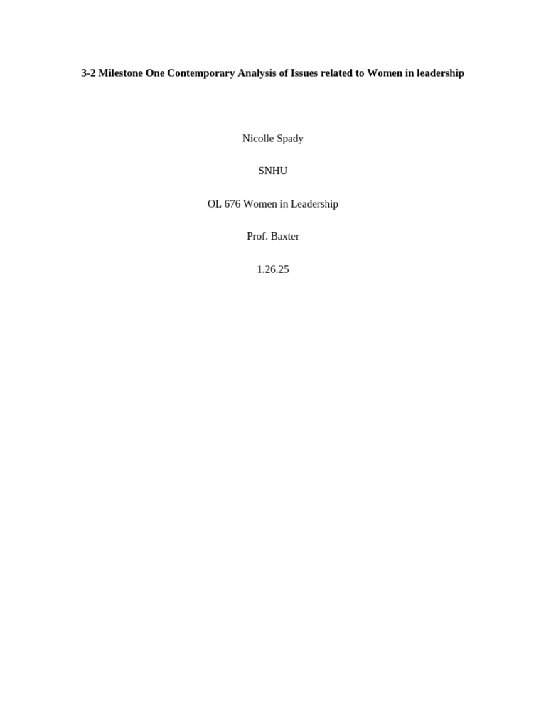 32 Milestone One Paper 12625 | PDF | Leadership | Gender Inequality