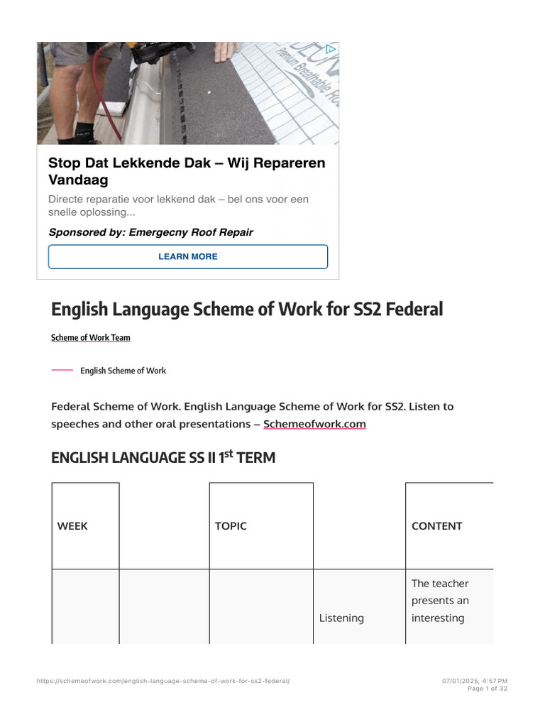 English Language of Work for SS2 Federal(1) | PDF | Adjective | Languages