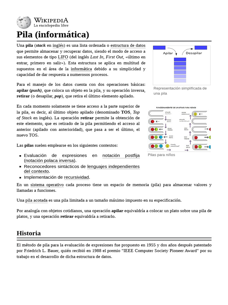 Pila (Informática) | PDF | Programación de computadoras | Informática