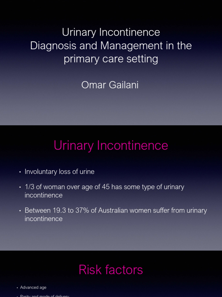 Urinary Incontinence: Diagnosis & Management | PDF | Urinary ...