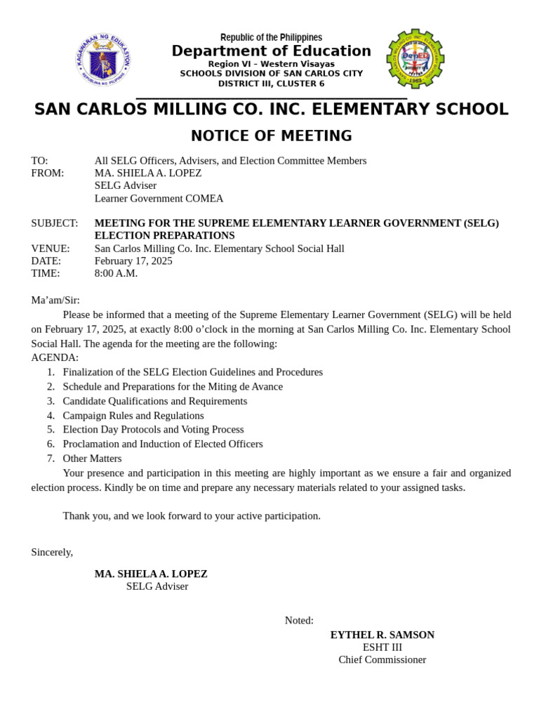 Selg Notice of Meeting | PDF