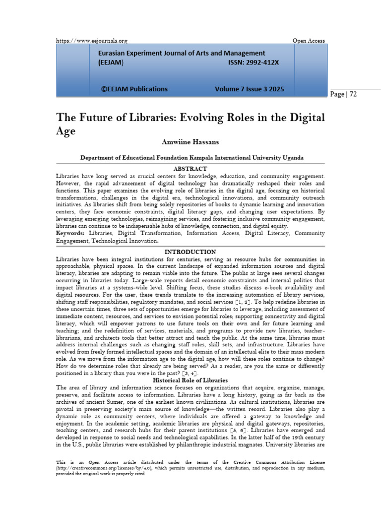 The Future of Libraries: Evolving Roles in The Digital Age (WWW - Kiu ...