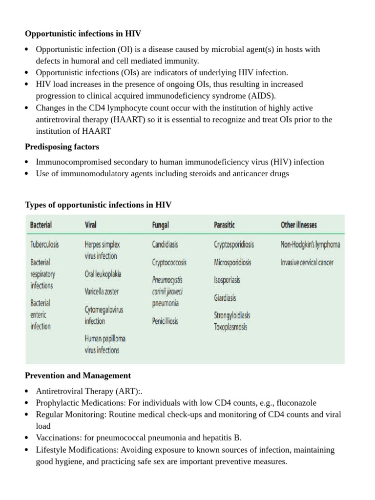 HIV and Opportunistic Infections Guide | PDF