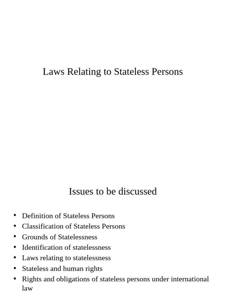 UNHCR Course - Laws Relating To Stateless Persons | PDF | Nationality ...