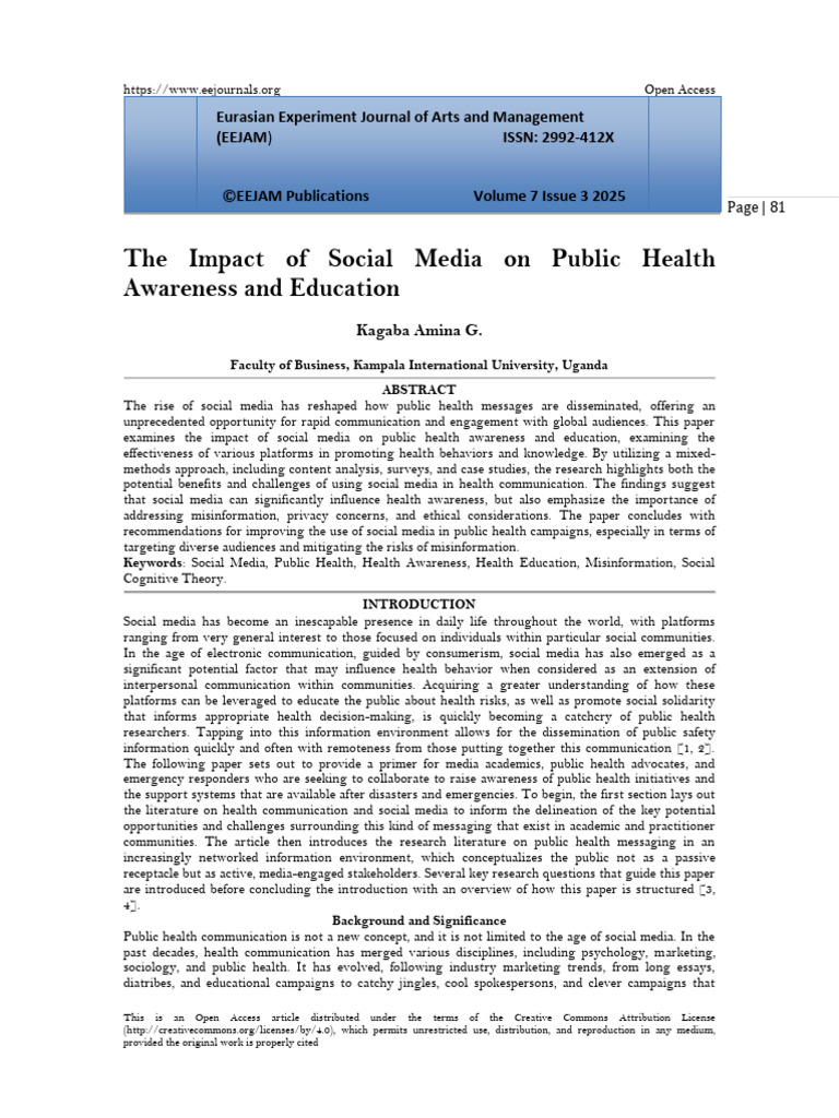 The Impact of Social Media On Public Health Awareness and Education ...