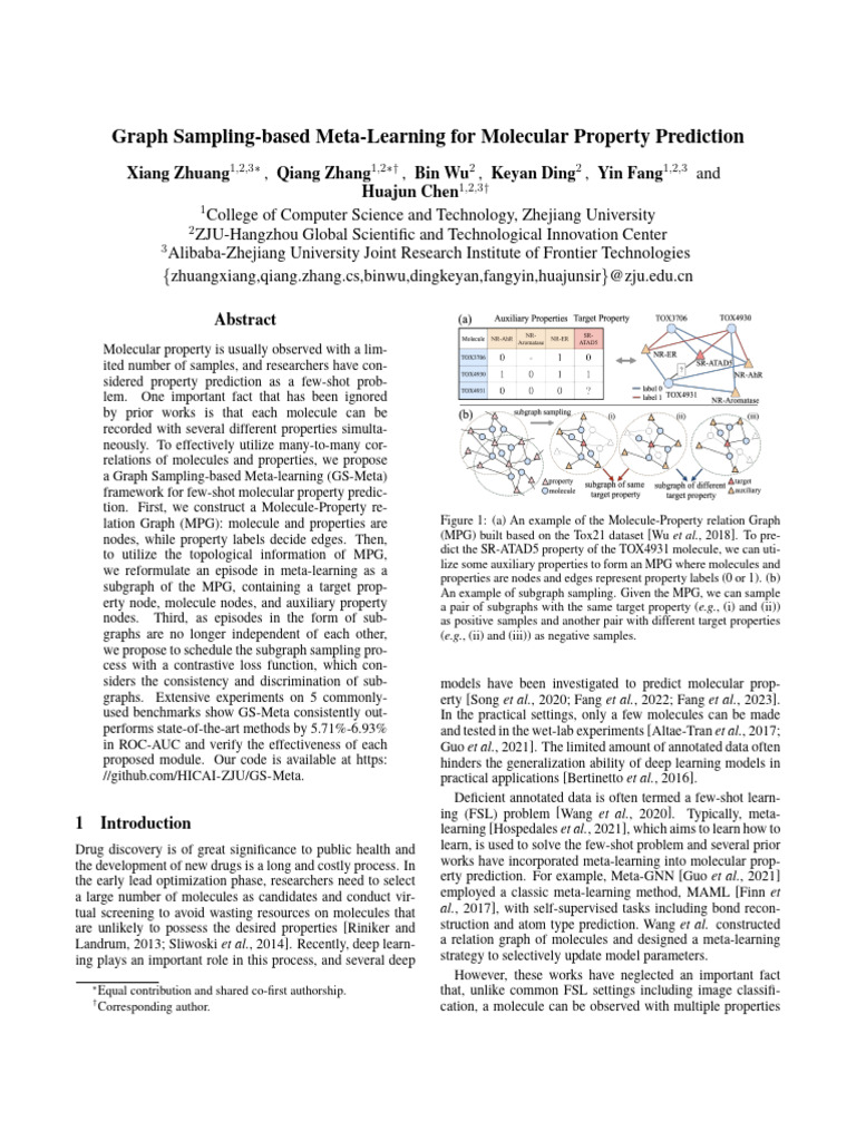 IJCAI 2023 Graph Sampling Based Meta Learning For Molecular Property Prediction | PDF | Vertex ...