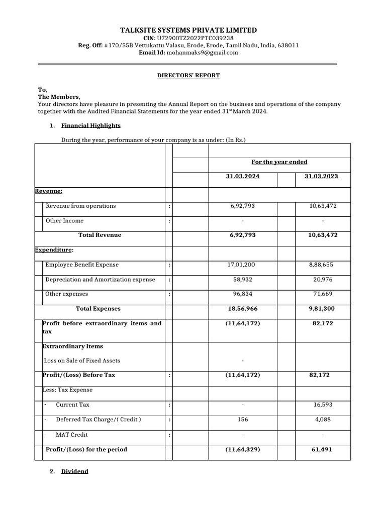 1-Directors Report 12.06.20 PM | PDF | Expense | Audit