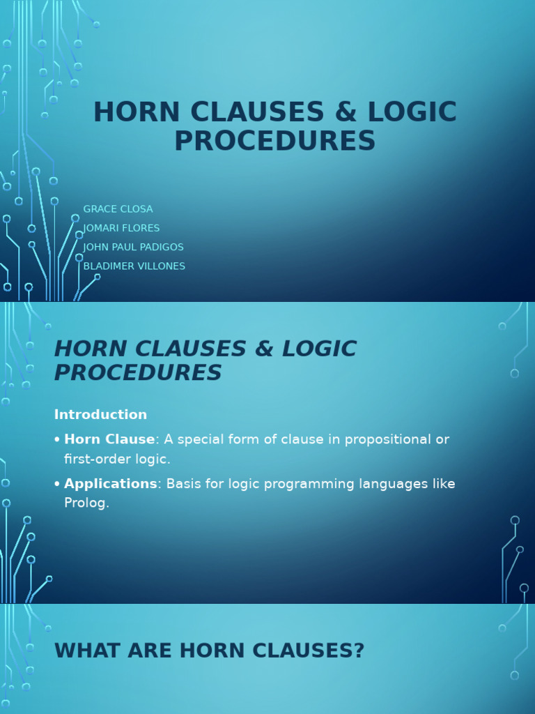 Horn Clauses Logic Procedures | PDF | Mathematical Proof | Mathematics Of Computing
