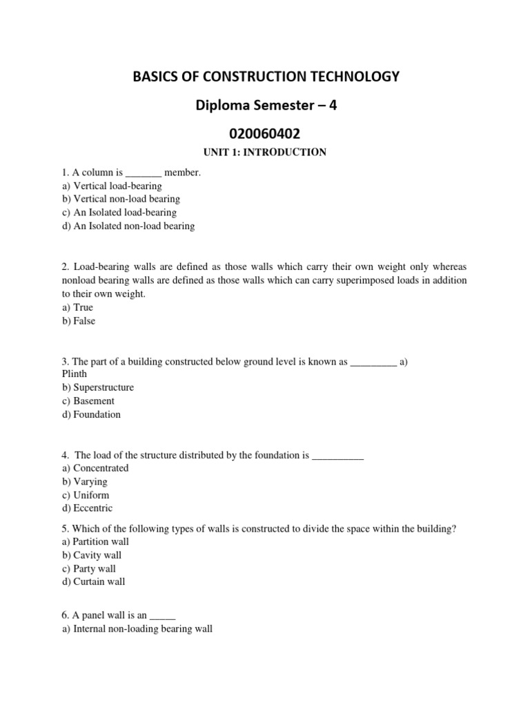 Basics of Construction Technology | PDF | Deep Foundation | Foundation ...
