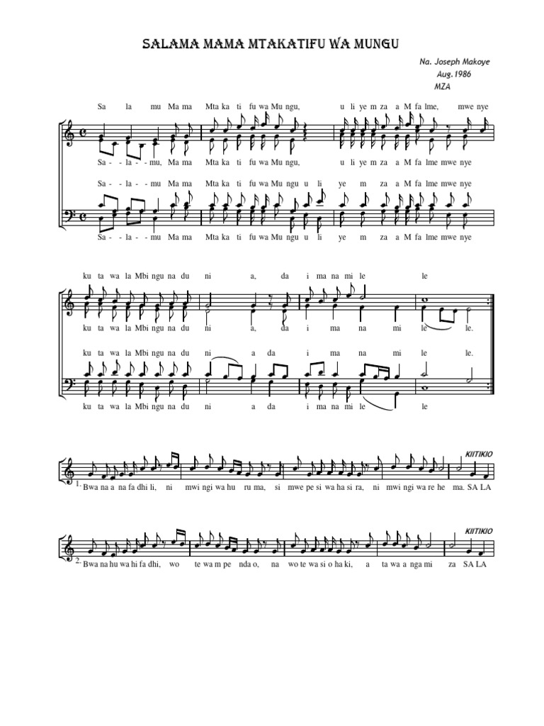 Salamu Mama Mtakatifu Wa Mungu | PDF