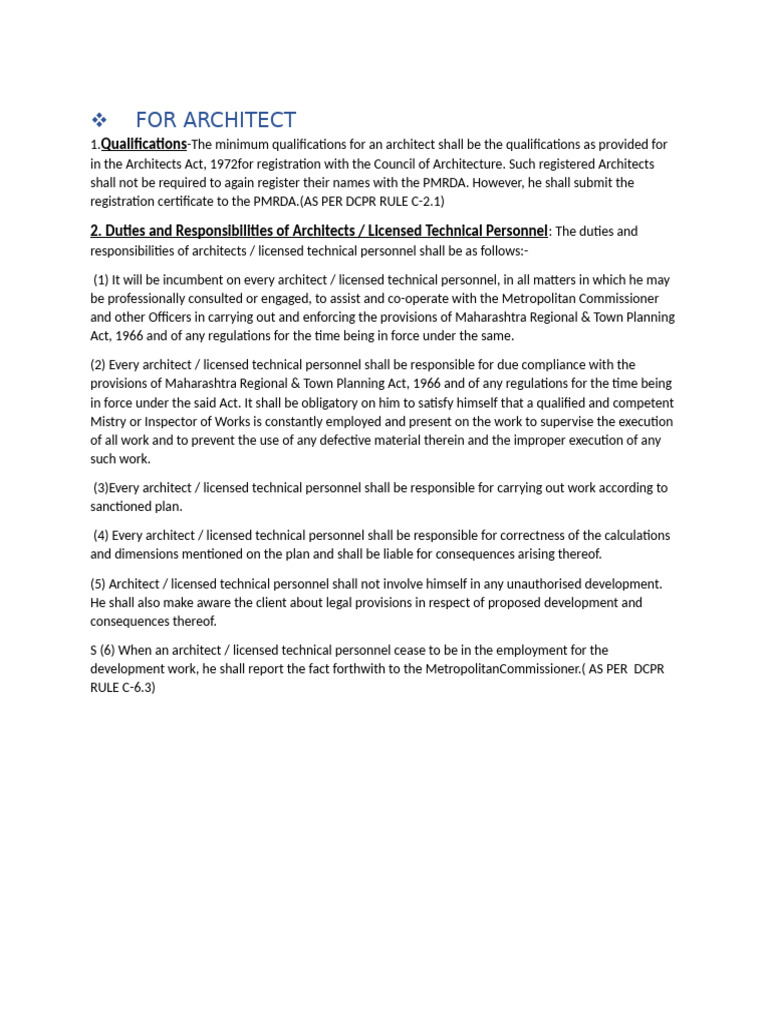 Architect Qualifications and Responsibilities | PDF