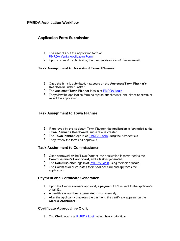 PMRDA Application Workflow | PDF