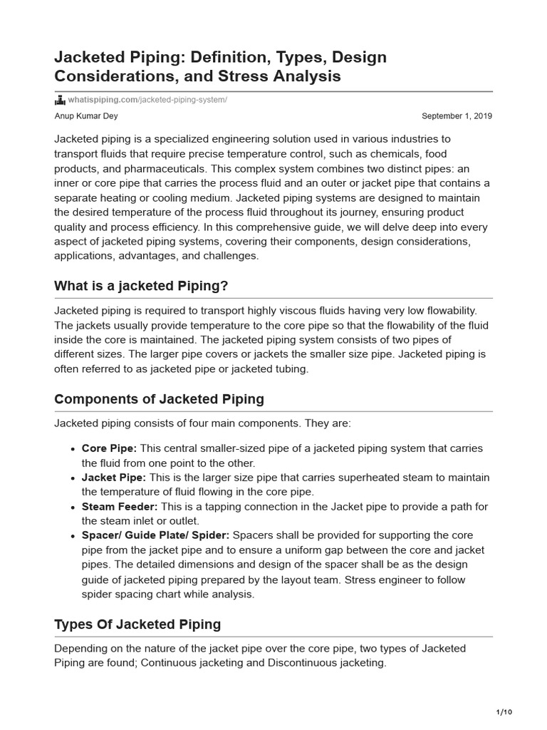 Jacketed Piping Definition Types Design Considerations and Stress ...
