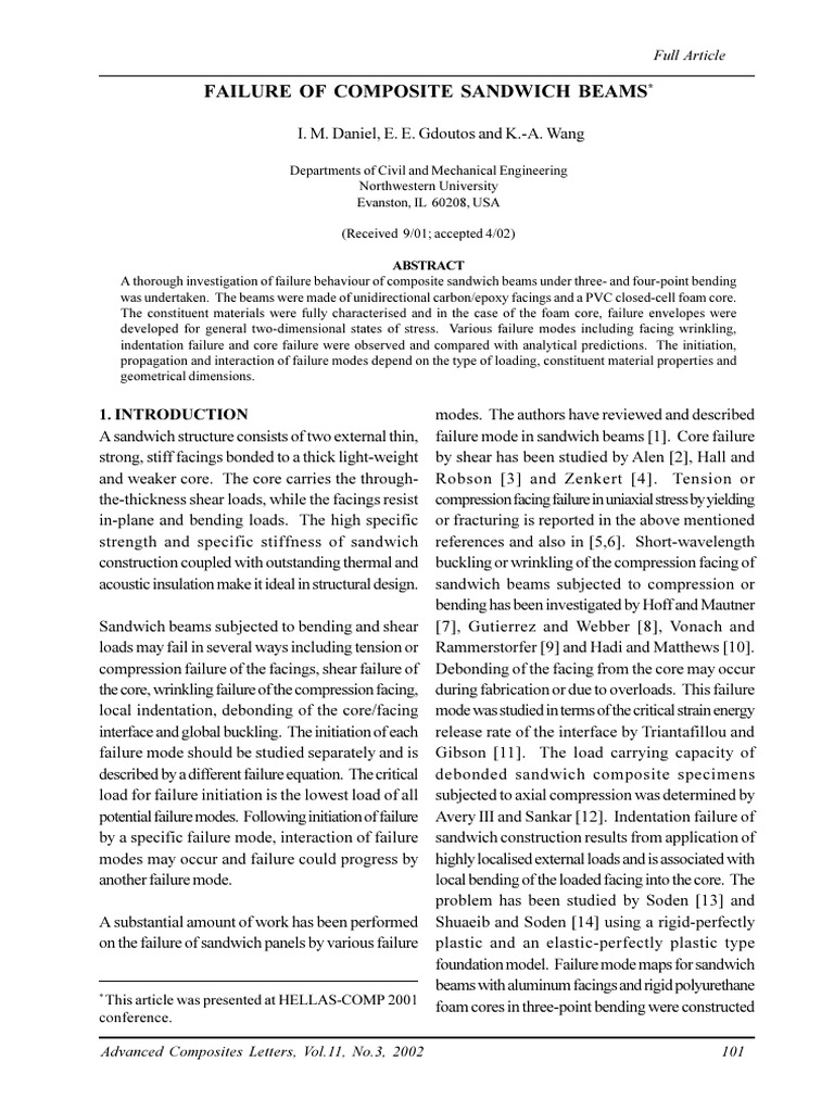 failure of composite beam sandwich | PDF | Bending | Beam (Structure)