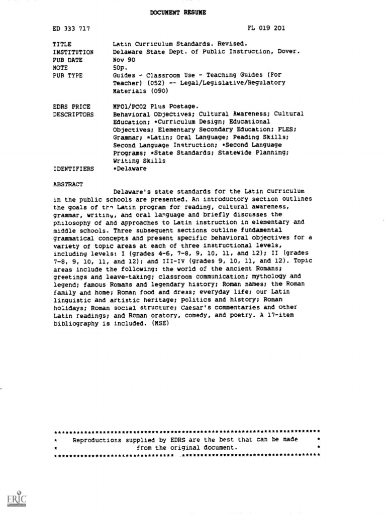 Eric Ed333717 | PDF | Latin | Translations