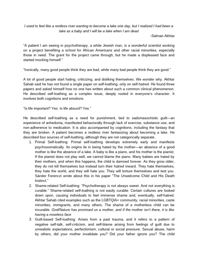 Understanding Self-Loathing in Therapy | PDF | Empathy | Guilt (Emotion)