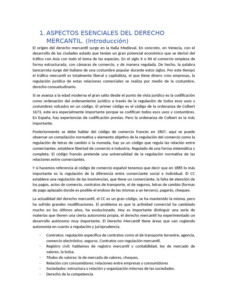 Historia y Fundamentos del Derecho Mercantil | PDF | Iniciativa empresarial | Sociedad de ...
