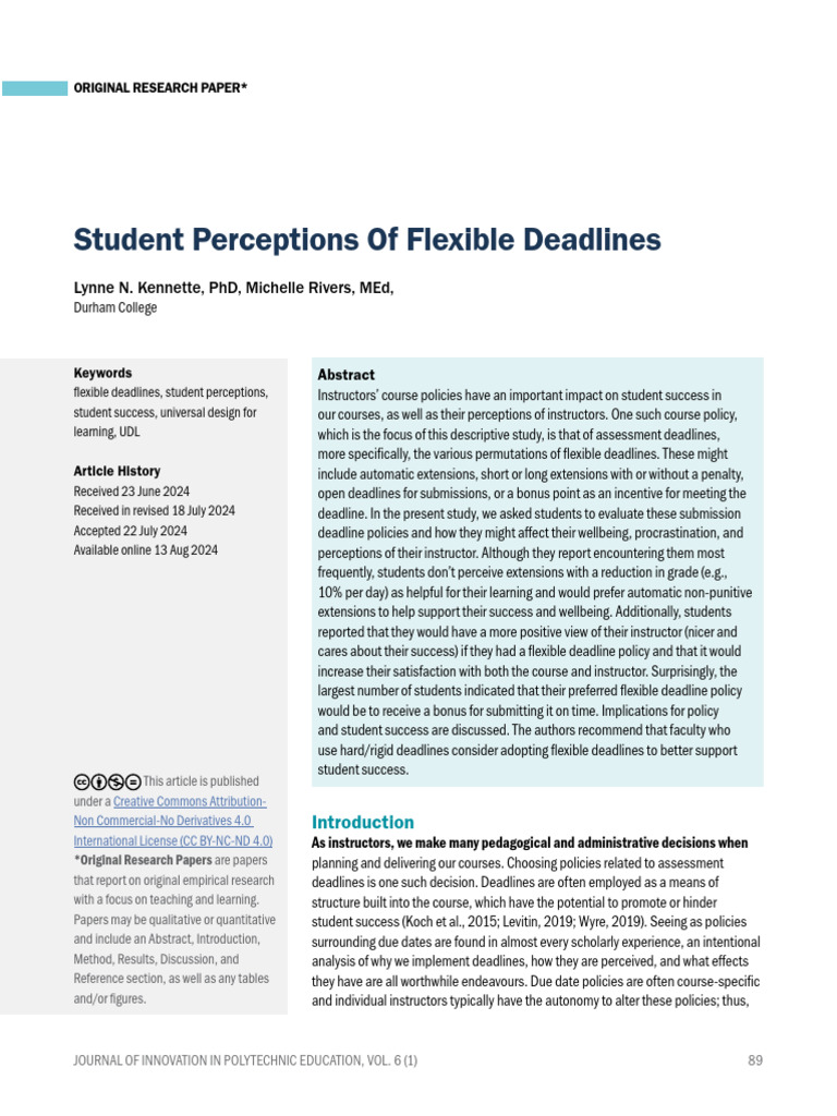Student_Perceptions_of_Flexible_Deadlines | PDF | Procrastination | Professional Skills