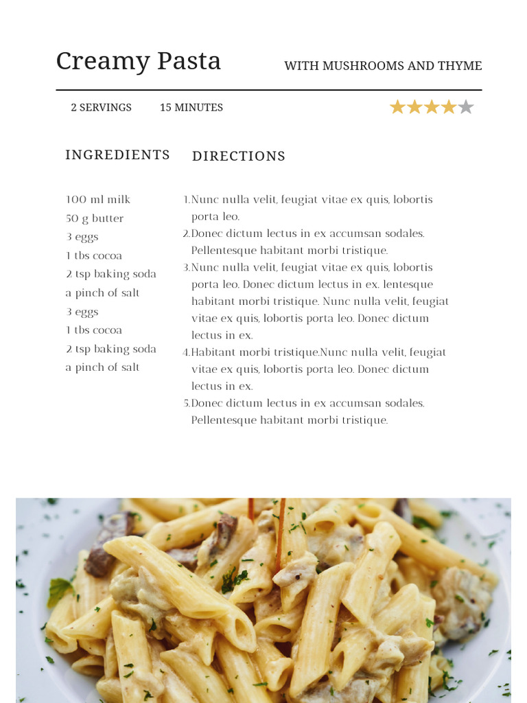 Creamy Pasta Recipe | PDF