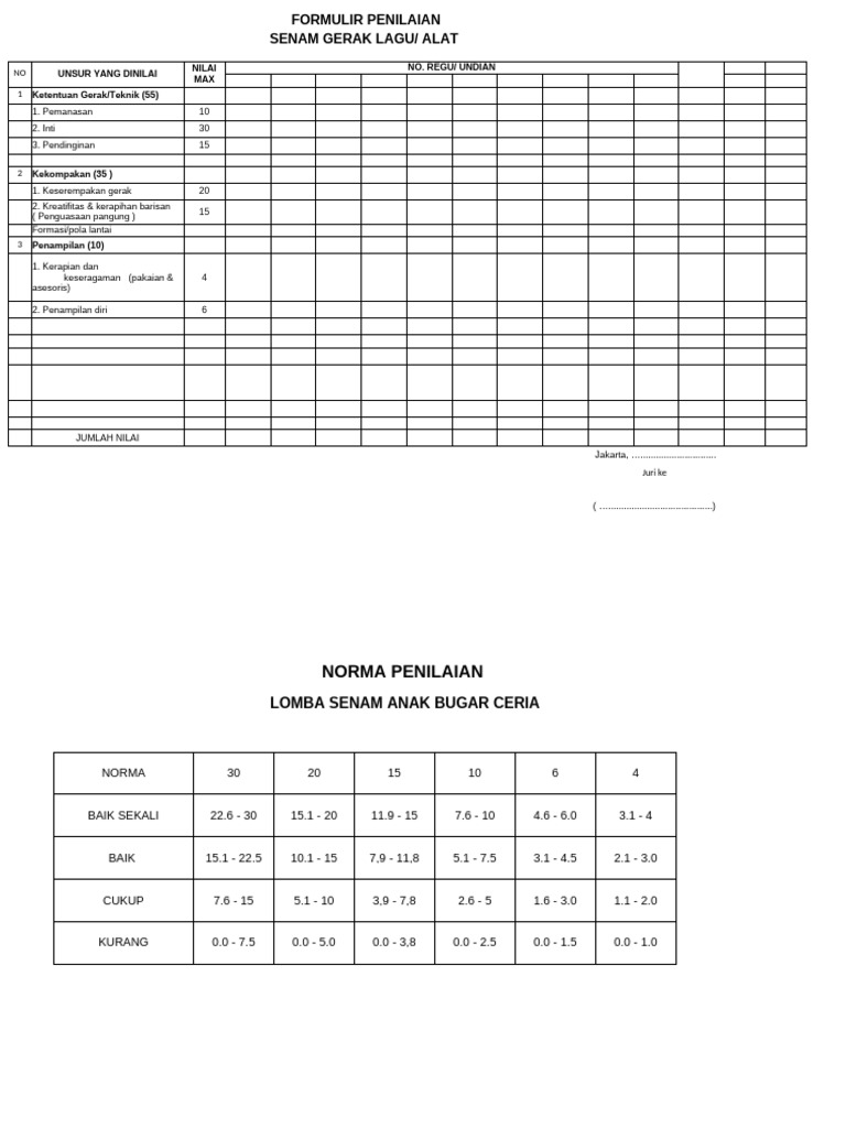 FORMULIR_Nilai_Senam_Anak_Bugar_Ceria | PDF