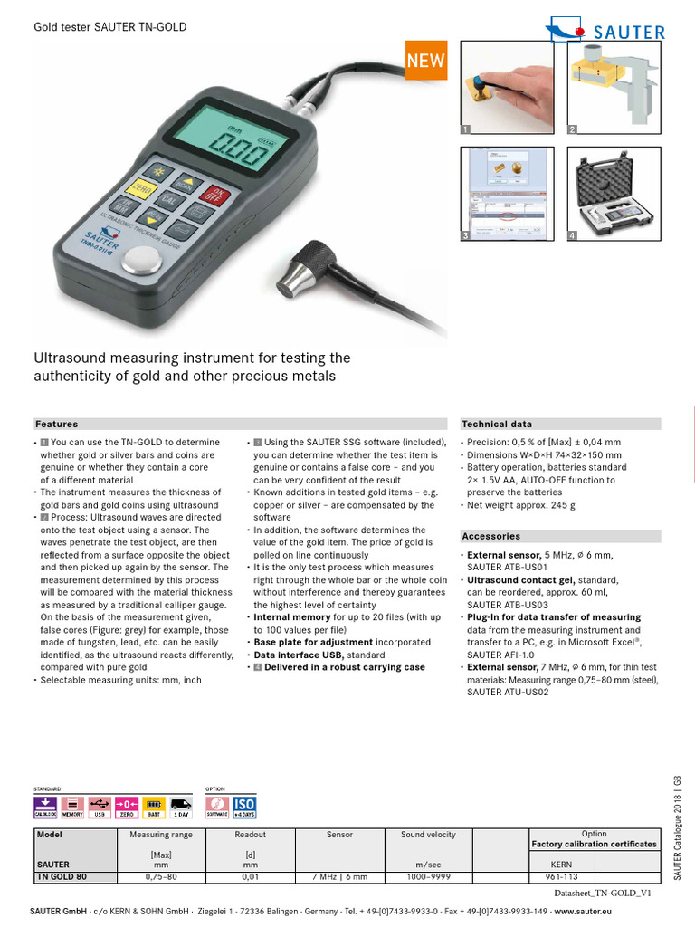 Datasheet_TN-GOLD_V1 | PDF | Calibration | Measurement