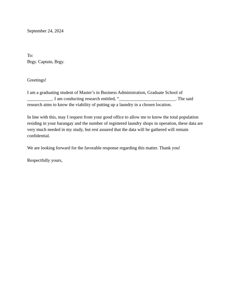 Letter Request To Barangay | PDF