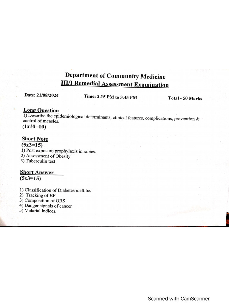 III - I MBBS Ques Papers | PDF