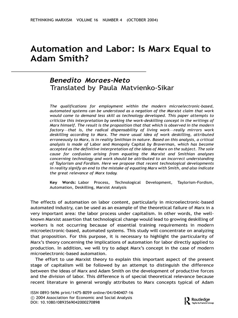 Automation and Labor | PDF | Labour Economics | Automation