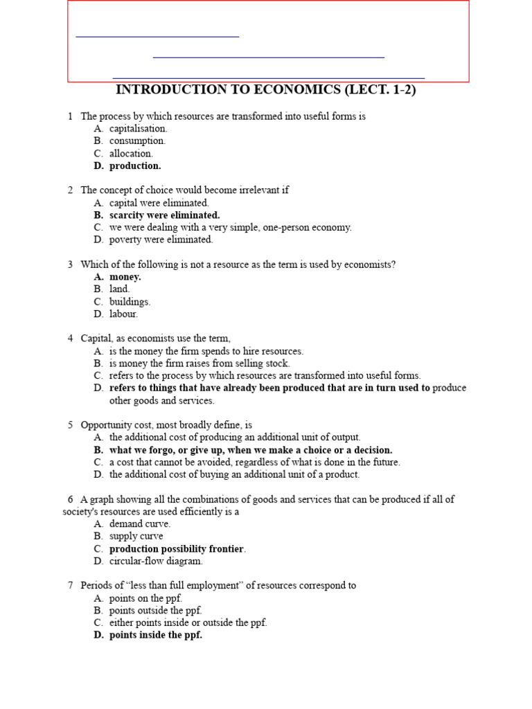 700 Common Economics Mcqs, By Team Doc4sharse and All Tests Past Papers ...