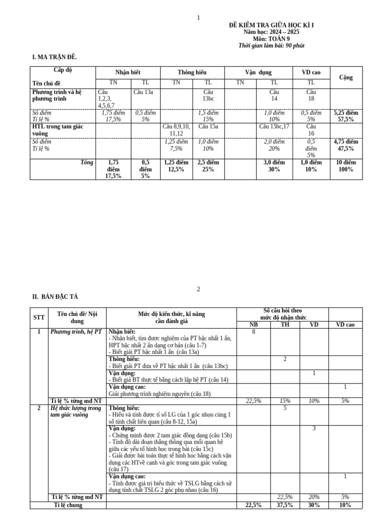 Kiem Tra Giua HK1 | PDF