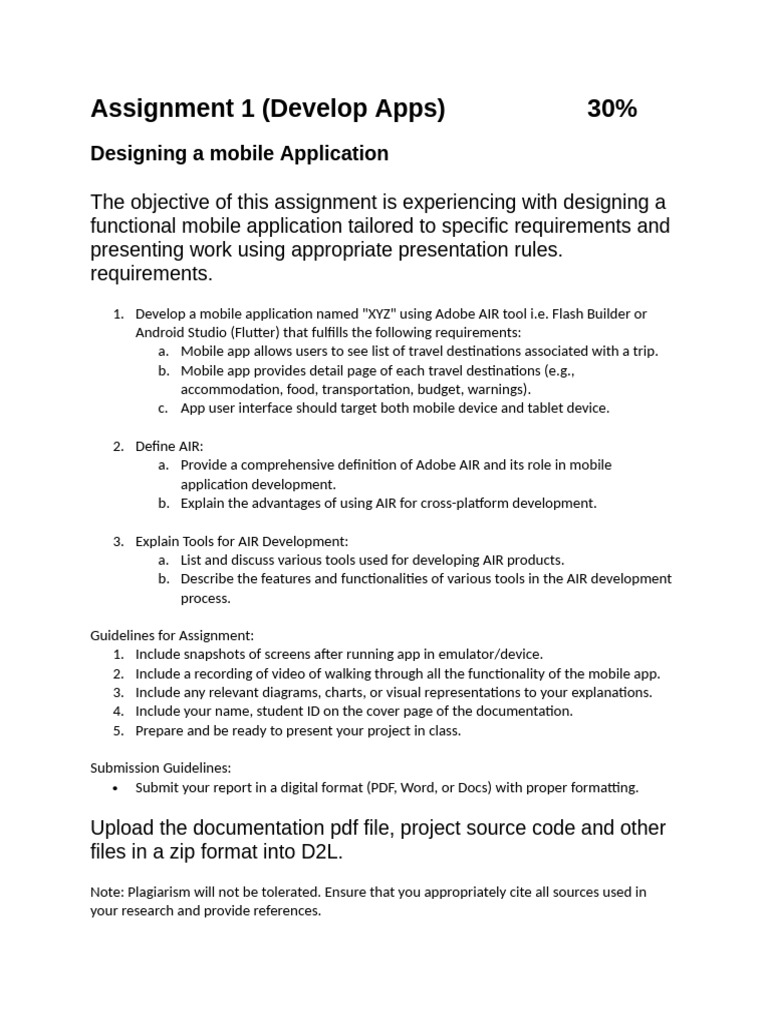 Assignment 1 (Develop Apps) | PDF