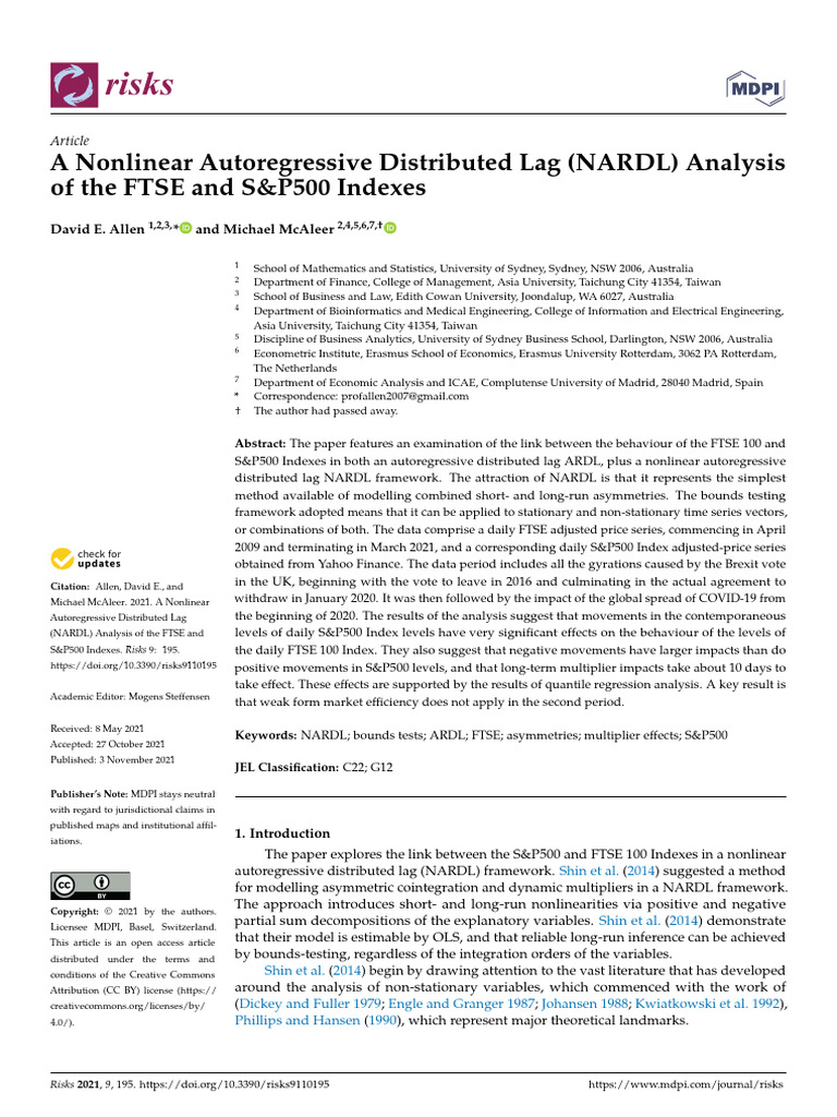 2021_A Nonlinear Autoregressive Distributed Lag (NARDL) Analysis of the ... 2021_A Nonlinear Autoregressive Distributed Lag (NARDL) Analysis of the ...