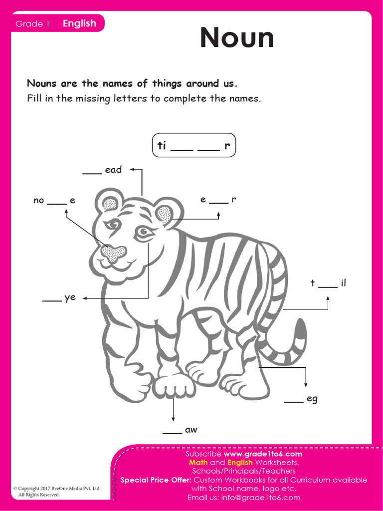 Naming Nouns Grade 1 | PDF