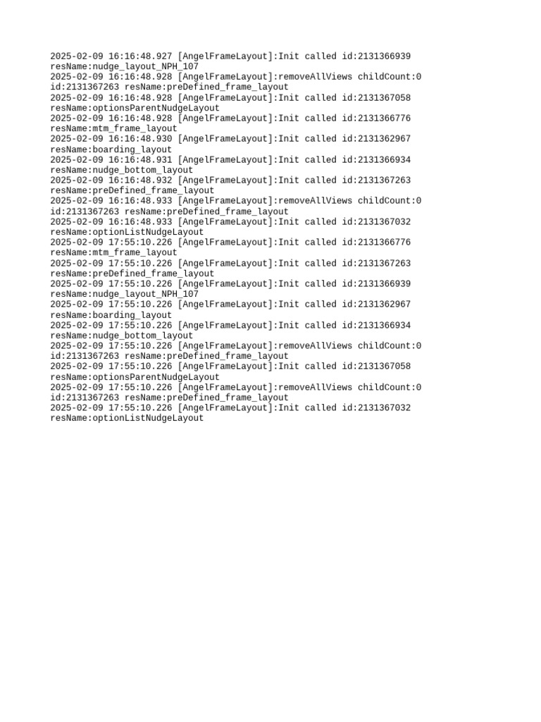 AngelFrameLayout Initialization Logs | PDF