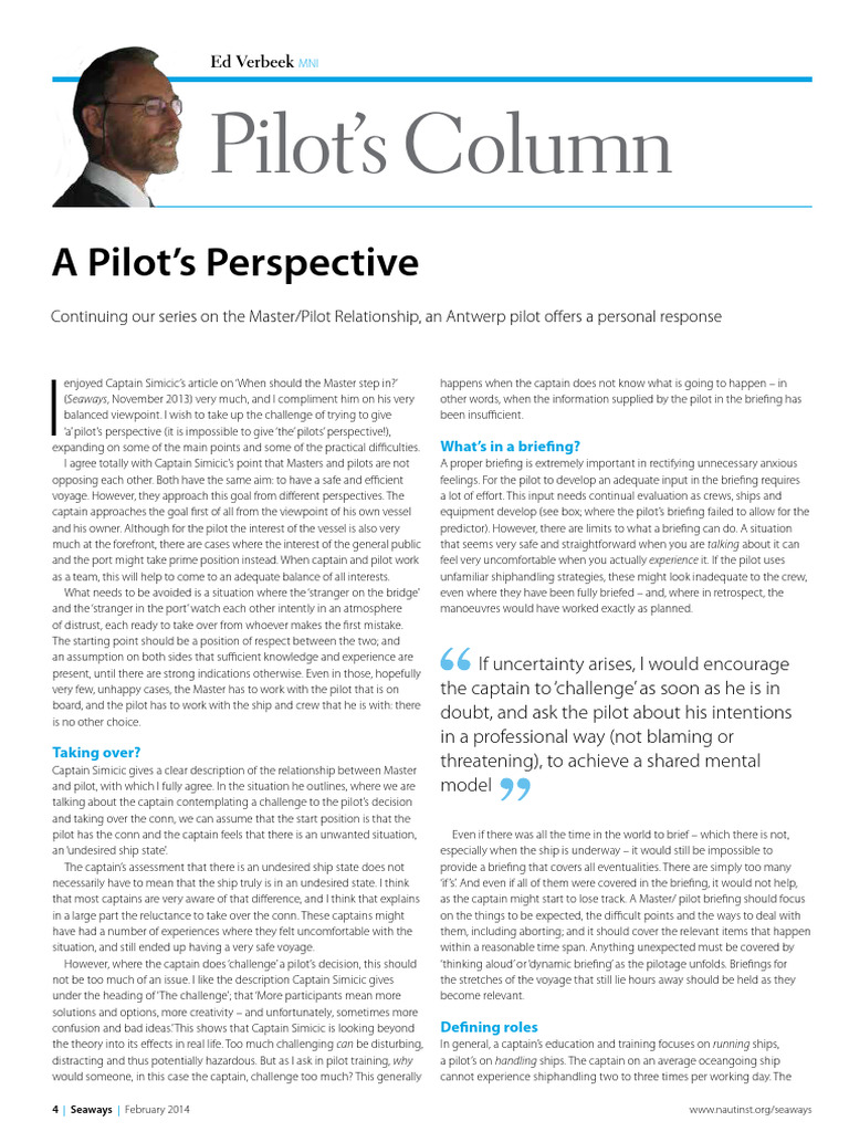 Verbeek E Pilots Column A Pilots Perspective Seaways February 2014 | PDF