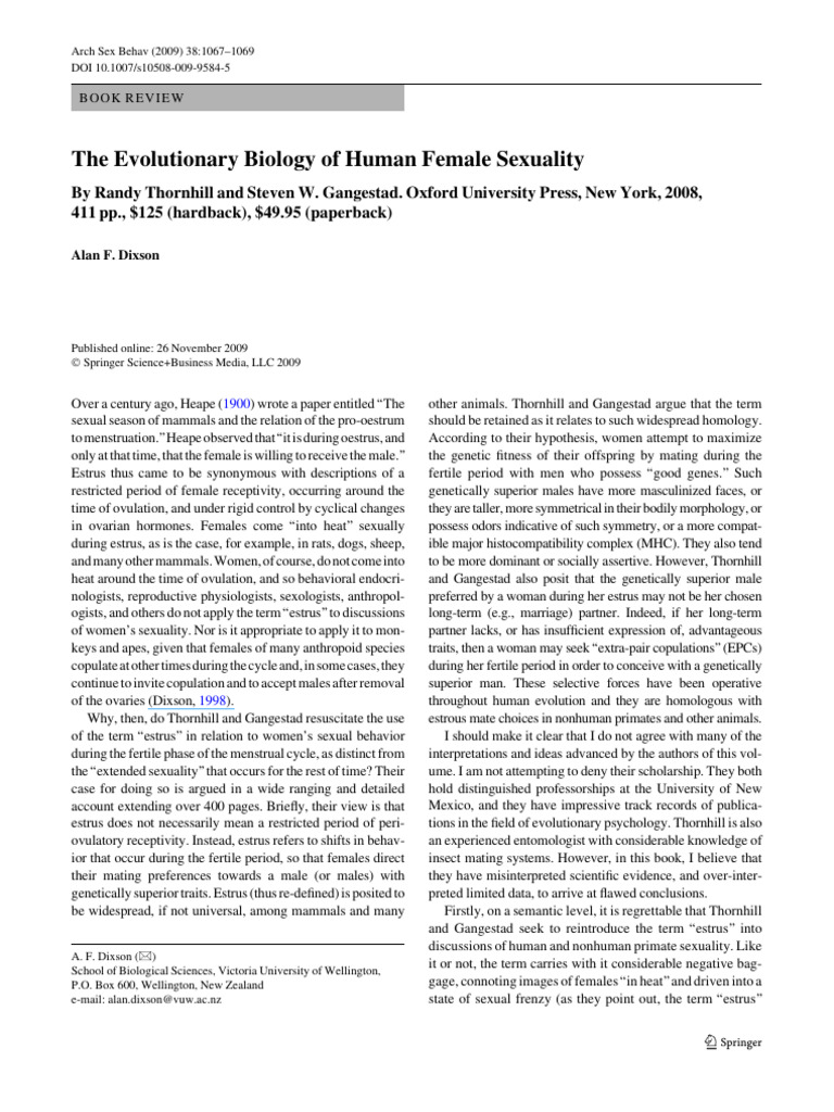Review of Human Female Sexuality Evolution | PDF | Sexual Reproduction ...