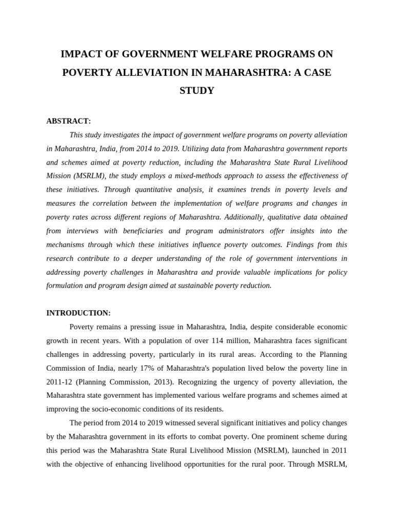 Impact of Government Welfare Programs On Poverty Alleviation in Maharashtra | PDF | Poverty ...