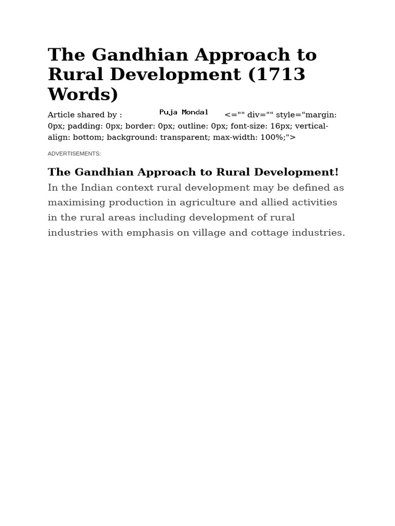 Gandhian Rural Development Principles | PDF | Mahatma Gandhi | Republic