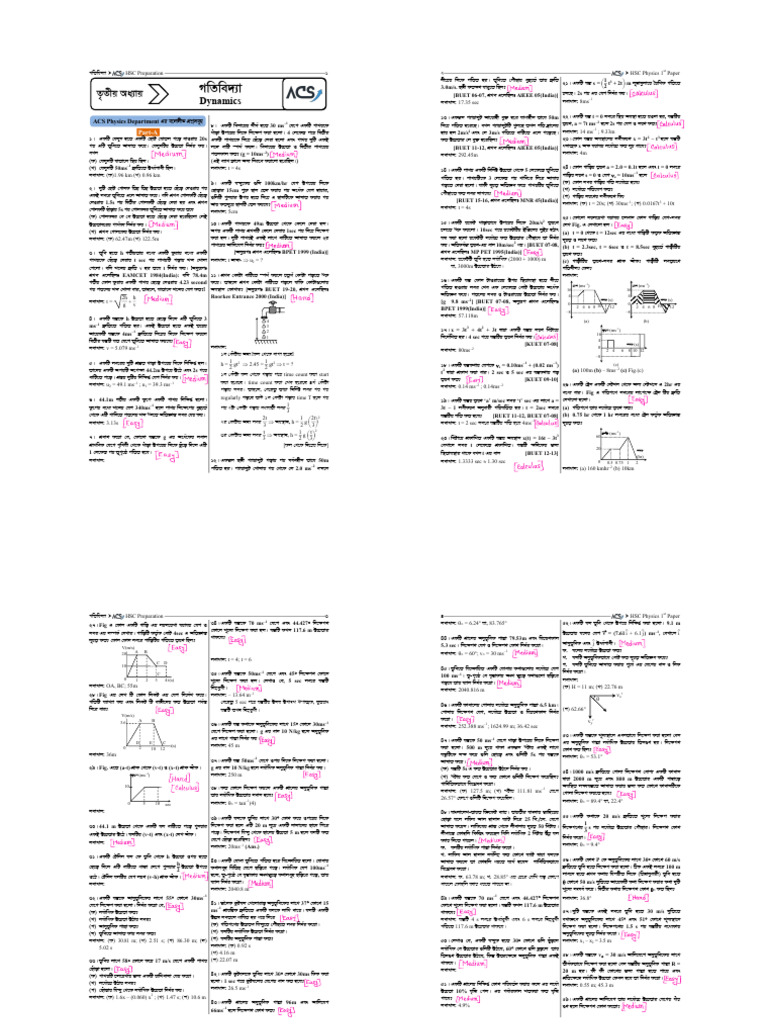 3.-Phy-1st-Paper-Gotibidda-2 Pages Per Sheet | PDF | Dynamics (Mechanics) | Ammunition