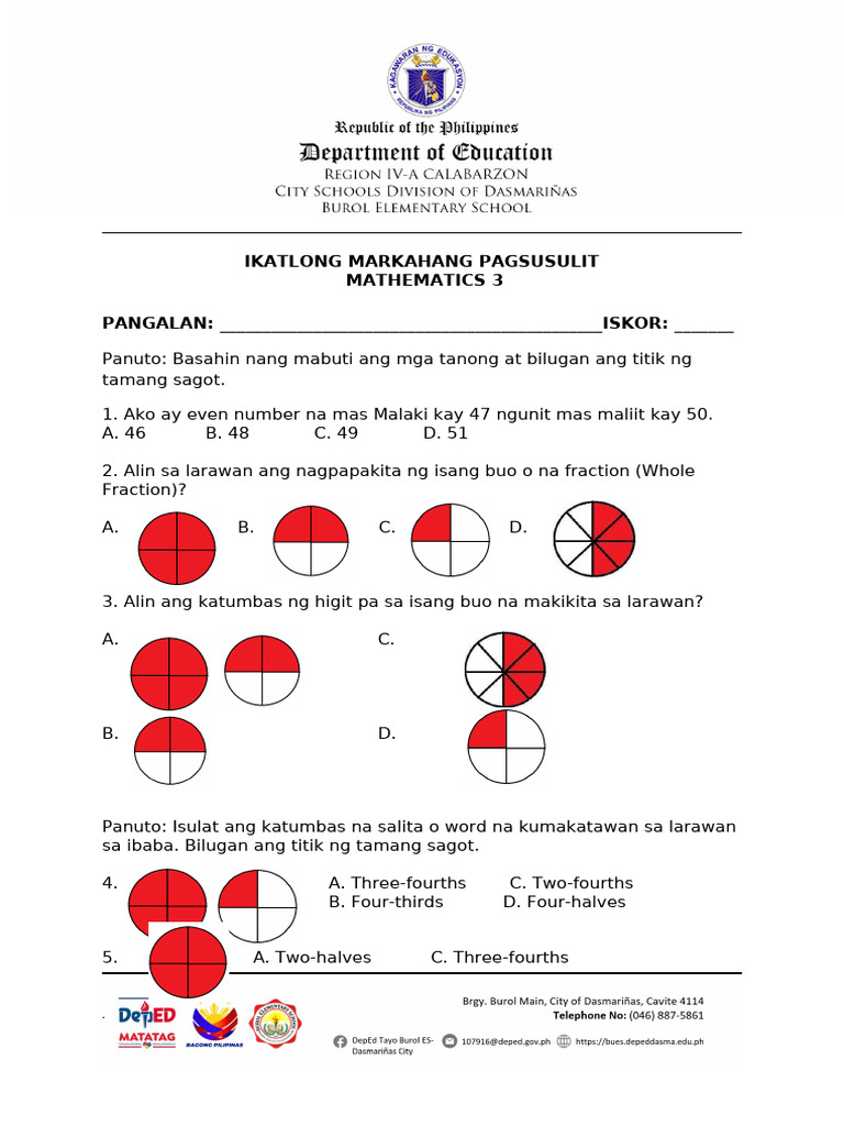 GR 3 Math 3RD Periodical Test | PDF