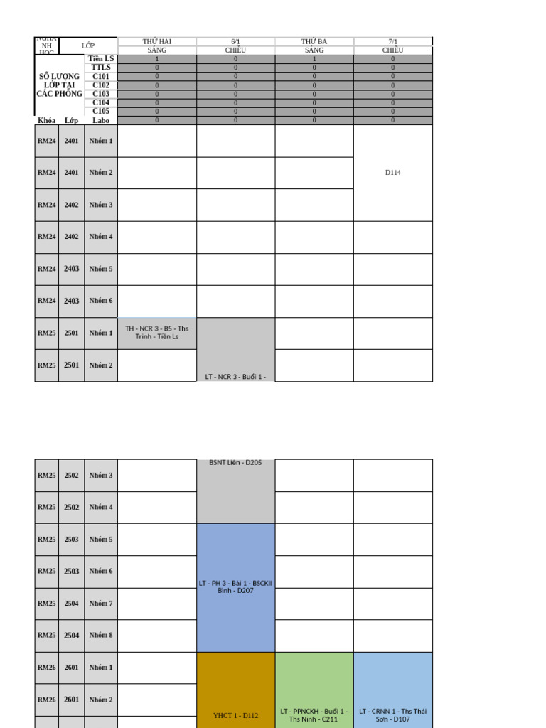 TKB 8 tuần đầu học kỳ 2 năm học 24-25 | PDF